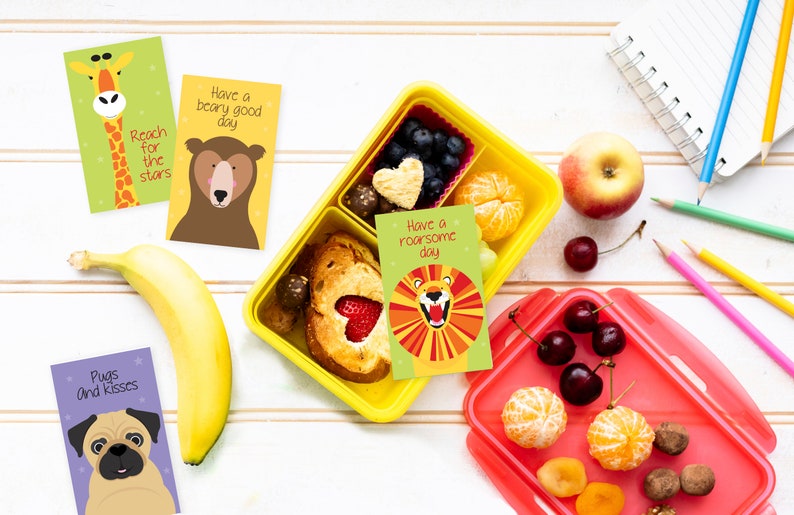Download and Print Kids Lunch Notes With Cute Animals - Lunch Box ...
