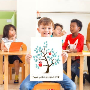 Teacher Appreciation Fingerprint Tree Printed Canvas or Paper ...