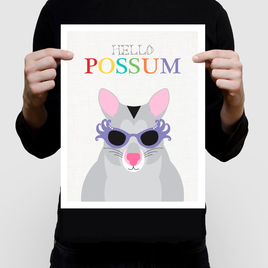 Hello Possum Australian Animal Nursery Art Aussie Brushtail - Etsy