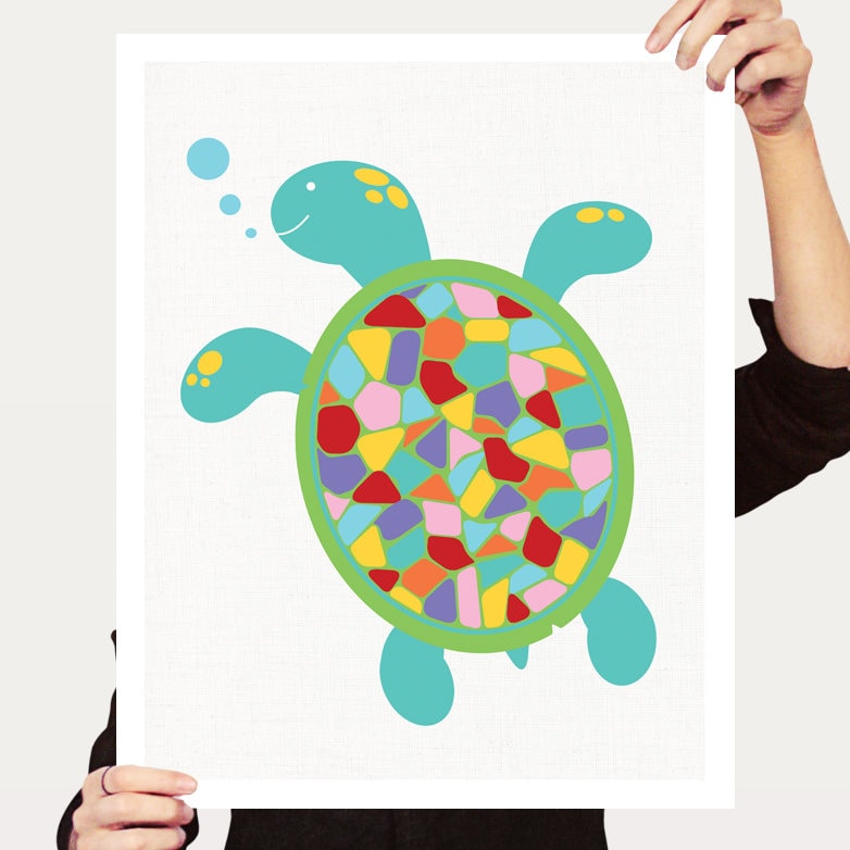 Turtle Art Print Colourful Sea Themed Kids Nursery Art - Etsy Australia