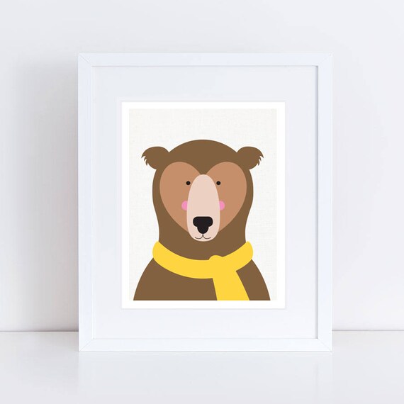 Bear Print Bear Nursery Art Print Woodland Animal | Etsy