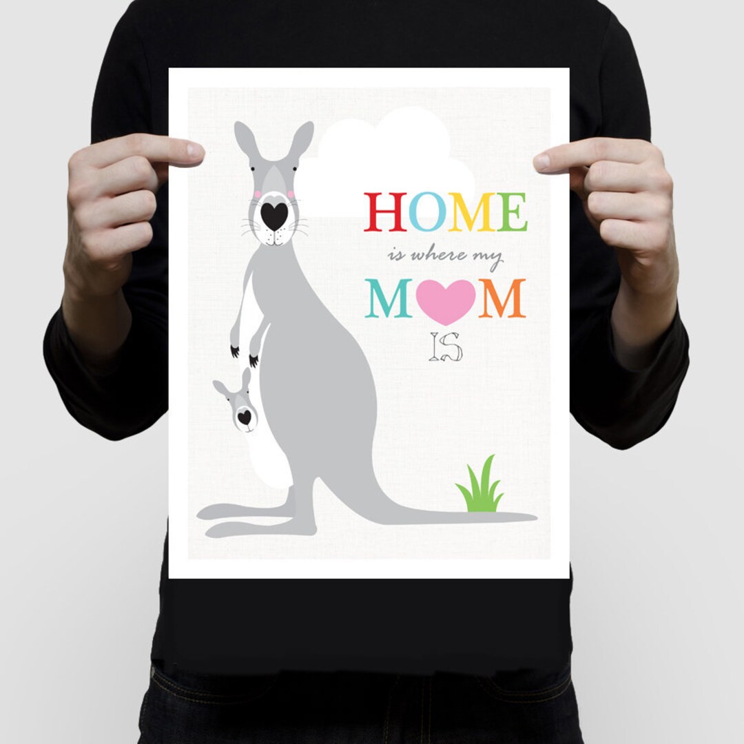 Kangaroo Print, Kangaroo Art, Gift for New Mum / Mom, Aussie Nursery ...