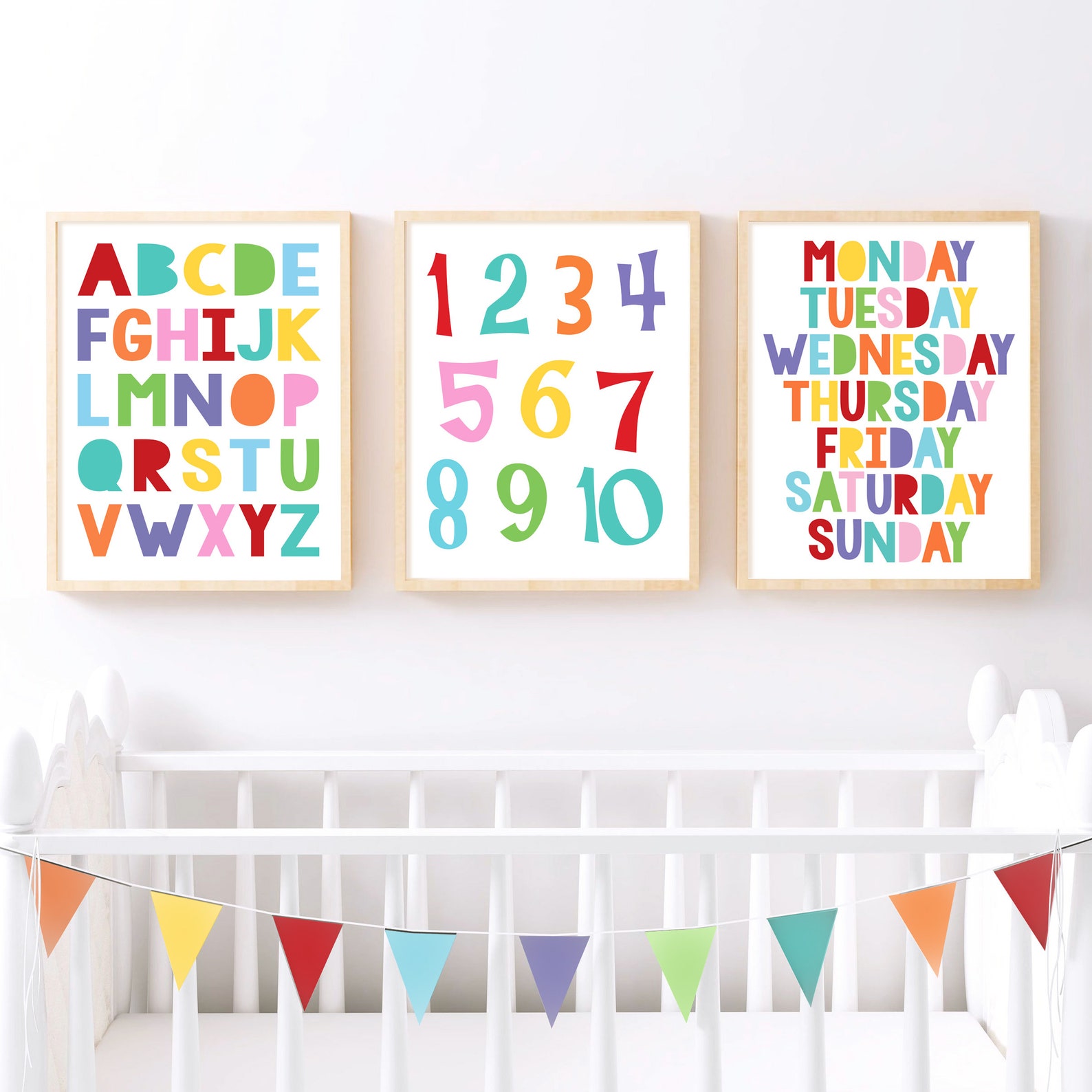 Colourful Days of the Week Art - Play Room Print, Nursery Wall Art ...