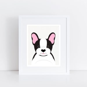 French Bulldog Print Dog Portrait Frenchie Dog Art, Puppy Illustration ...