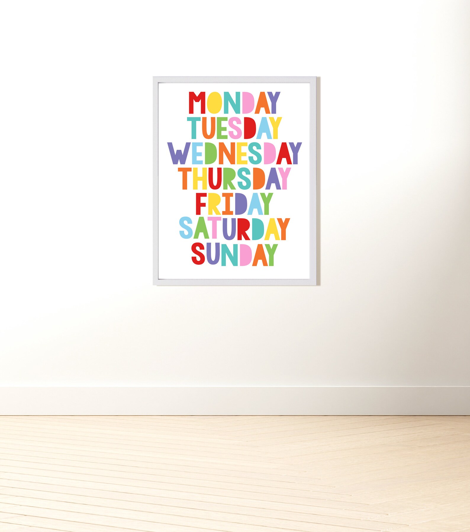 Colourful Days of the Week Art - Play Room Print, Nursery Wall Art ...