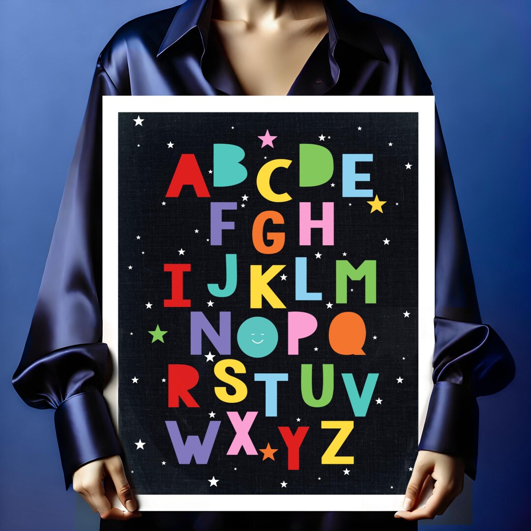 Colourful Alphabet Stars Print - Educational Wall Art for Kids Space ...