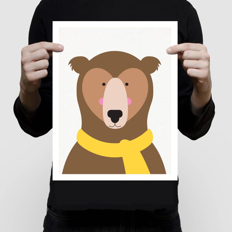 Bear Print Bear Nursery Art Print Woodland Animal | Etsy