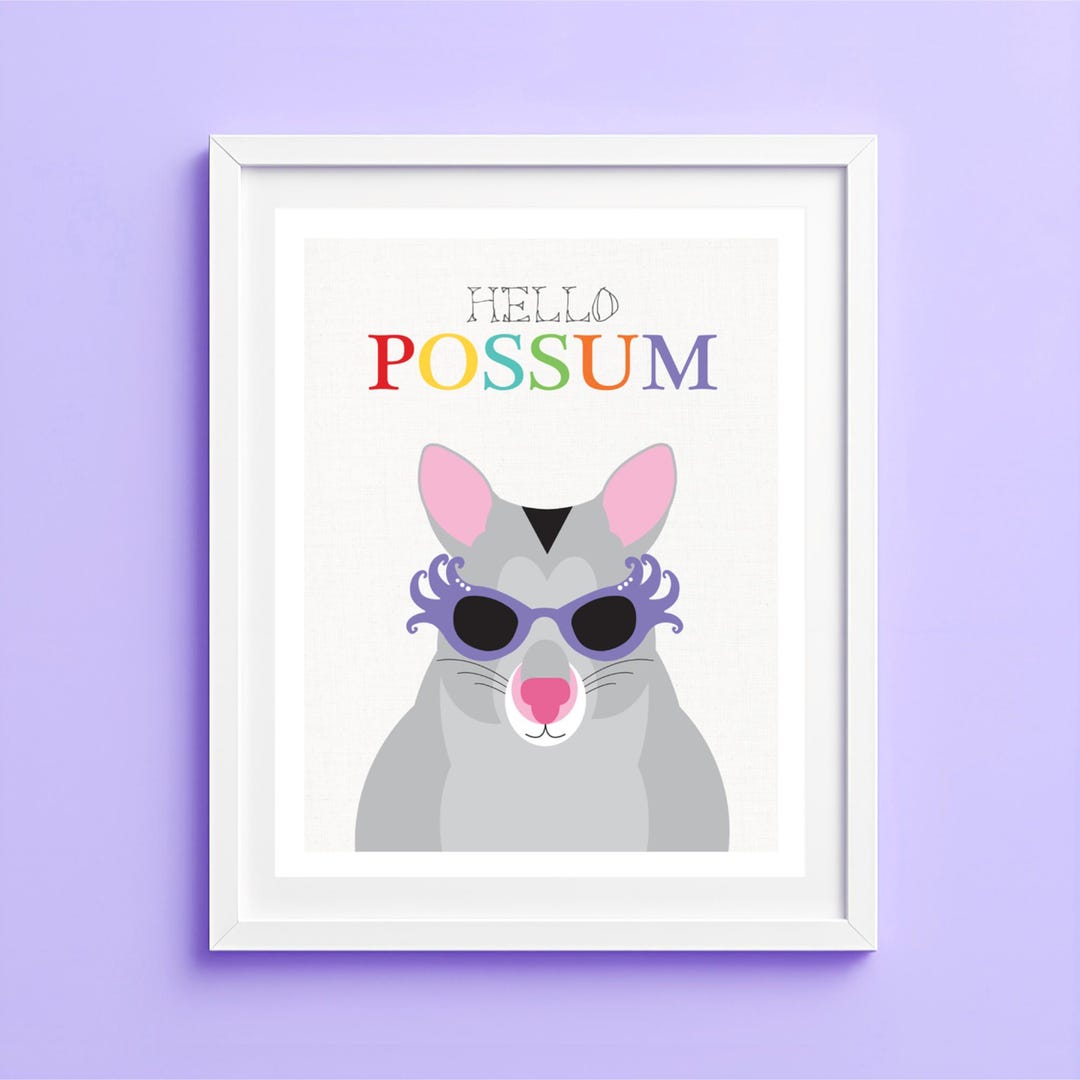 Hello Possum Print – Colourful Australian Animal Wall Art With a Cheeky ...