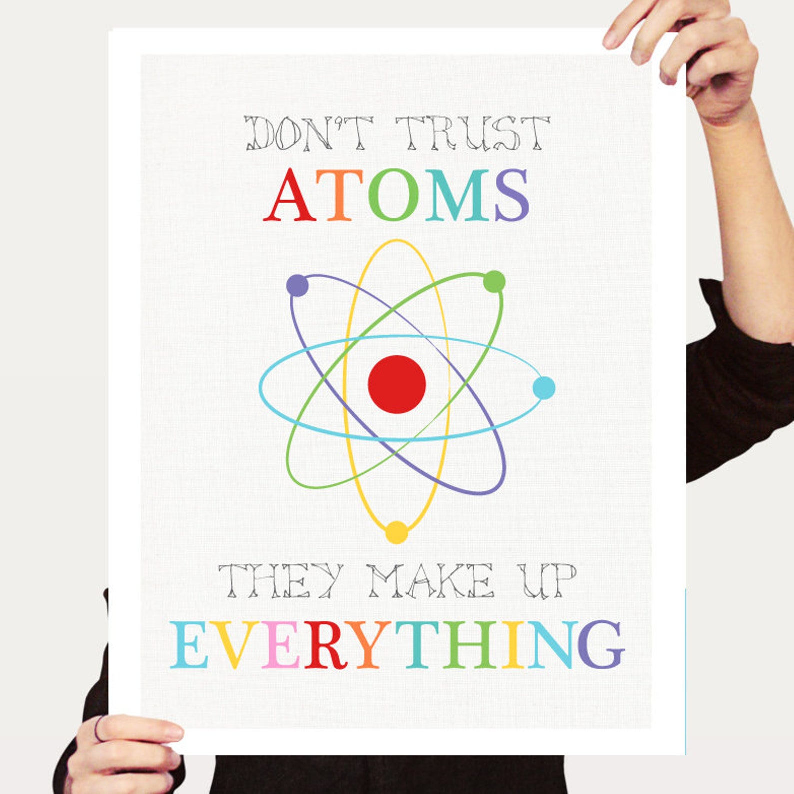 Colourful Science Themed Nursery Art - Don't Trust Atoms - Funny Space ...