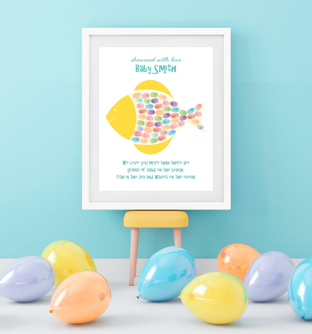 Colorful Fish Fingerprint Guest Book Alternative - Personalized Baby ...