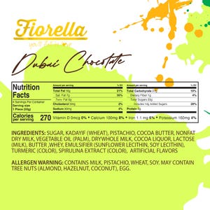 Fiorella Dubai Chocolate Bar Pistachio, Luxury Dubai Milk Chocolate Bar ...