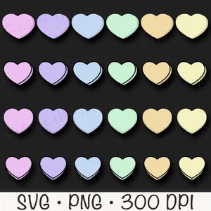 Blank Conversation Hearts SVG, Pastel Valentine's Day Candy Hearts, PNG ...