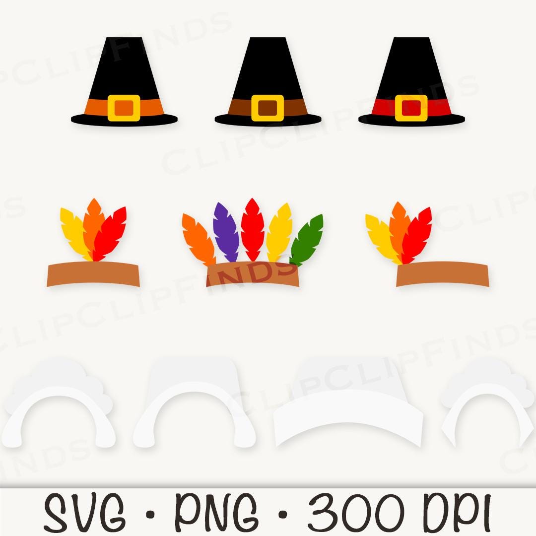 Pilgrim Hats, Indian Feathered Hats, Bonnet, Coif, Thanksgiving Head ...