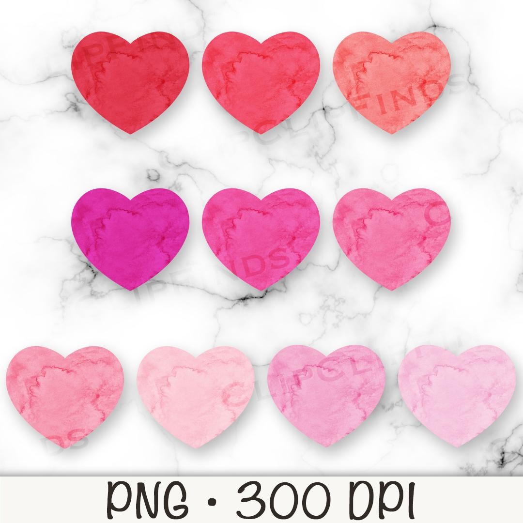 Watercolor Hearts, Red Watercolor Hearts, Pink Watercolor Heats ...