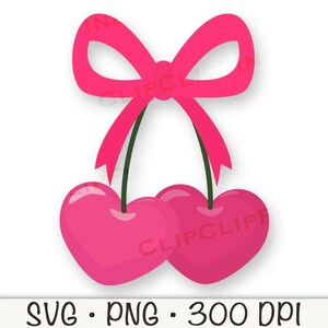 Coquette Cherry Hearts PNG, Pink Coquette Bow, Pink Cherry Hearts ...