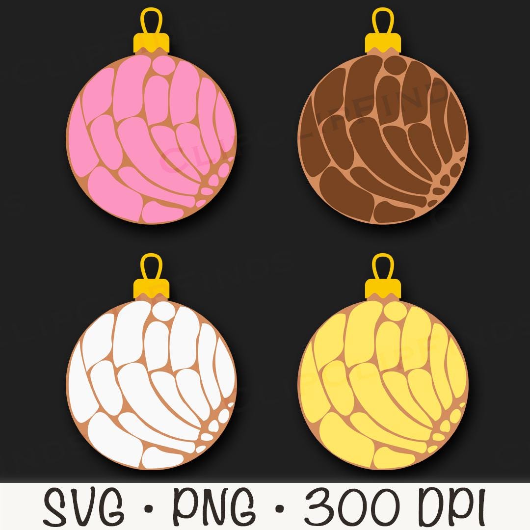Concha Ornaments SVG, Concha Bread PNG Clip Art, Pan Dulce, Christmas ...