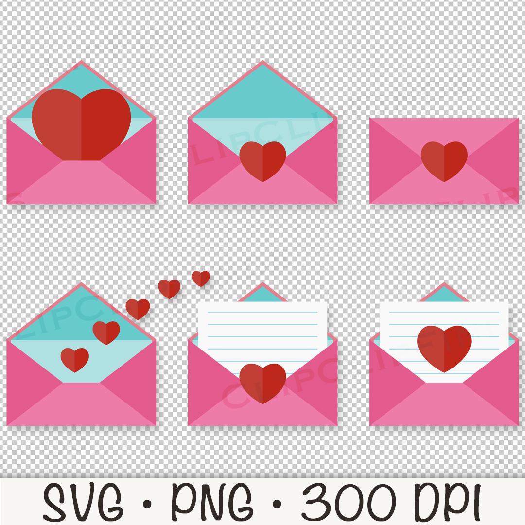 Valentine's Day Envelopes Clipart, Love Letters SVG, Cute Pink ...
