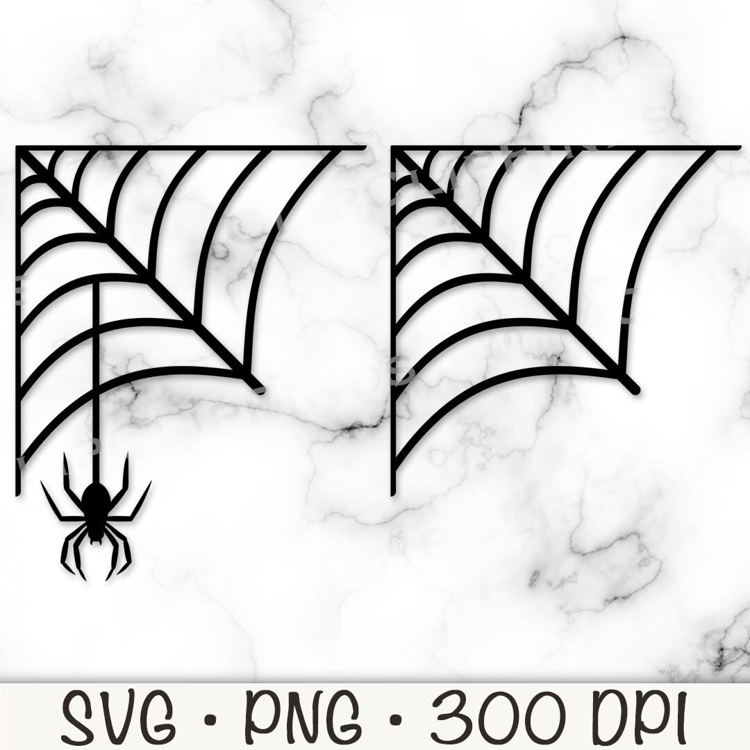 Corner Spider Web/hanging Spider Bundle SVG Vector File and PNG ...