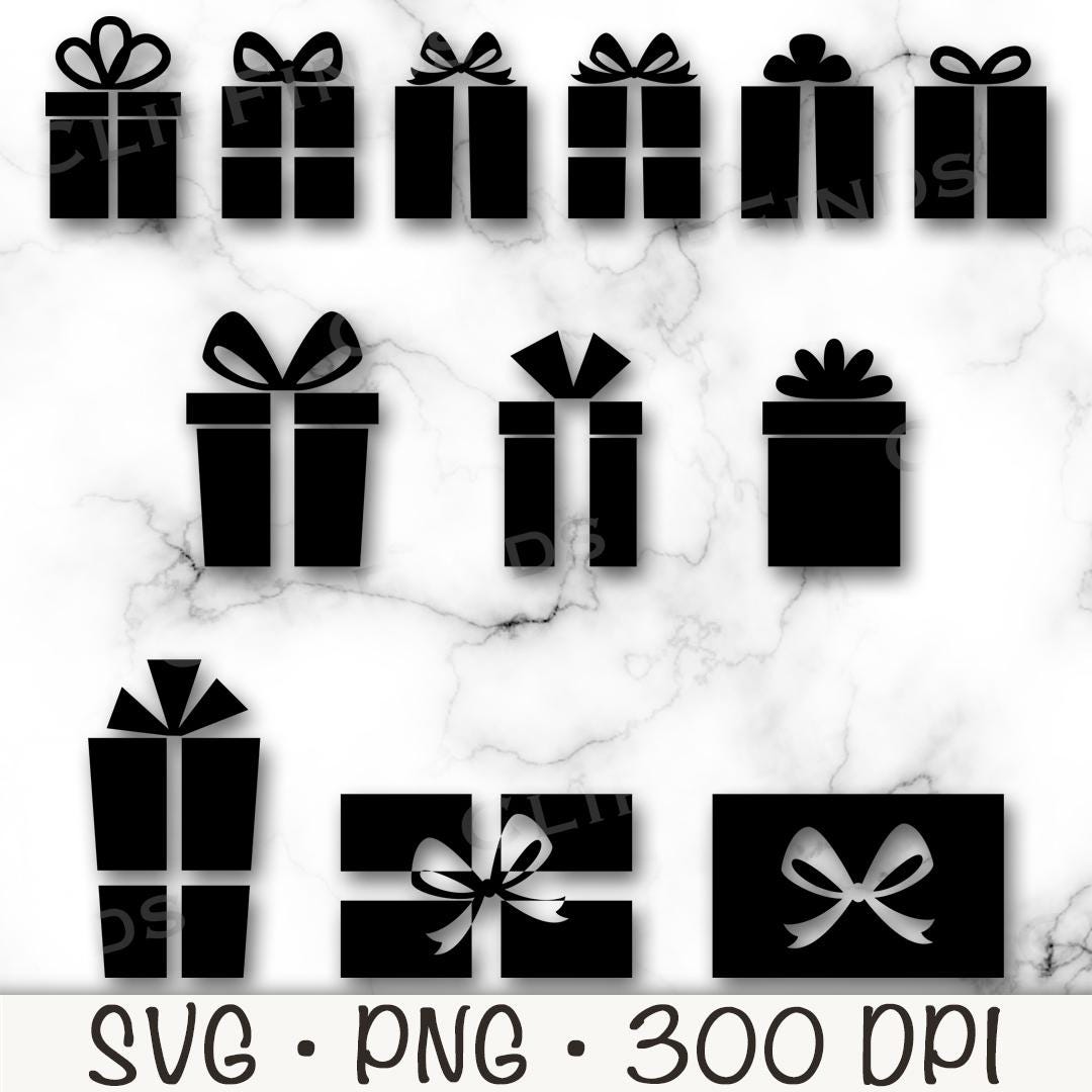 Gifts SVG, Presents SVG, Gifts PNG, Presents Silhouette, Christmas ...