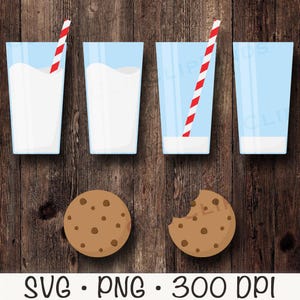 Milk and Cookies Clipart, Chocolate Chip PNG, Milk SVG, Matching Couple ...
