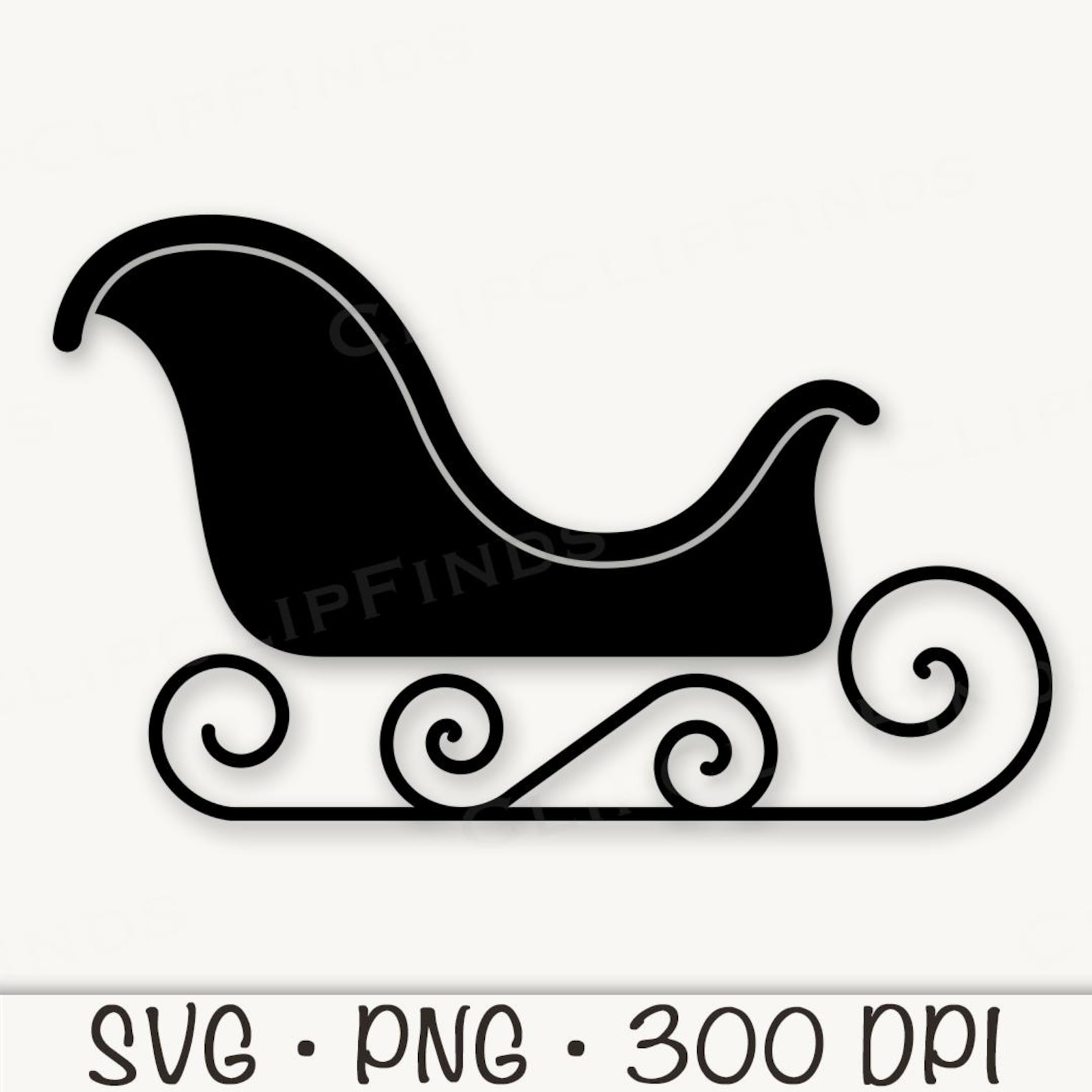 Sleigh SVG, Sleigh Silhouette, Santa's Sleigh PNG, Vector Cut File ...