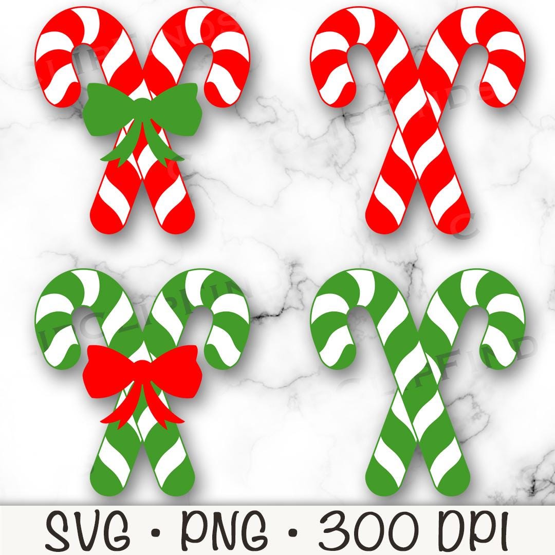 Crossed Candy Cane With Bow, Green Candy Cane, Christmas Candy, Modern ...