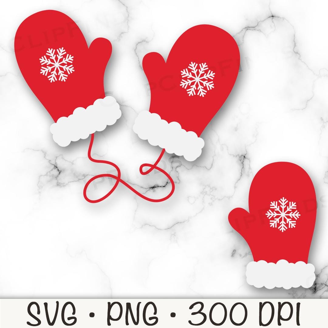 Santa Claus Mittens, Santa Gloves, Mittens With String, SVG, PNG, Clip ...