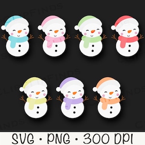 Cute Snowman Clipart, Snowman PNG, Baby Snowman SVG, Blue, Pink ...