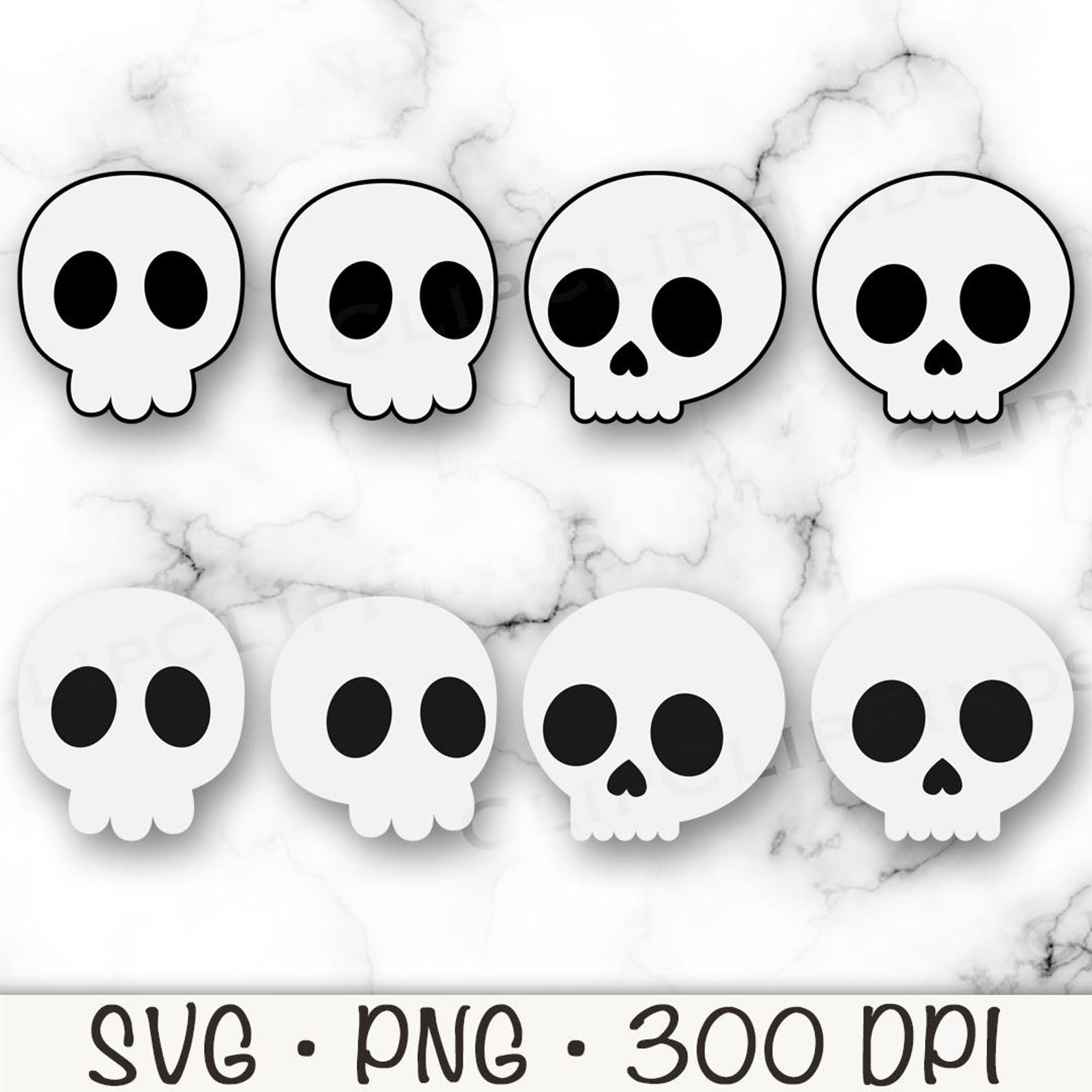 Cute Skull Clipart, Skull PNG, Skull SVG, Little Skull, Kawaii Skull ...