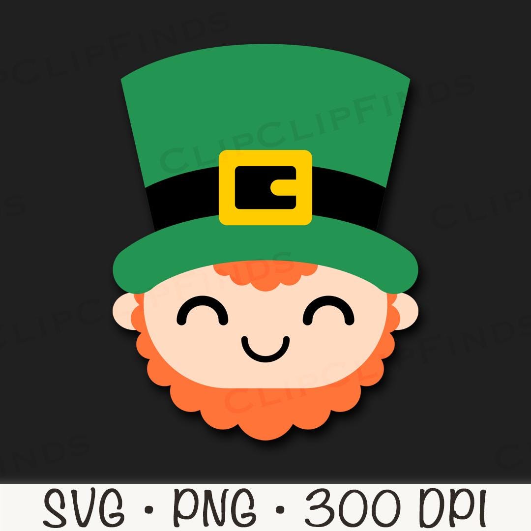Leprechaun SVG, Cute Leprechaun Face SVG, Leprechaun Head PNG, Clipart ...