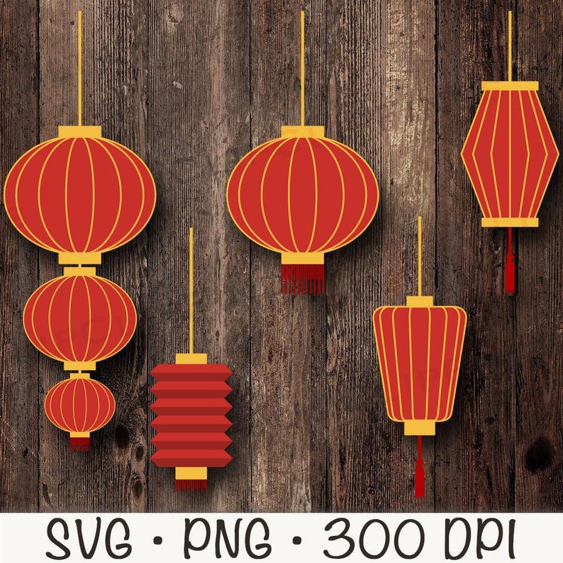 Chinese Lanterns Clipart, Lampions, Asian Lanterns, Chinese Lunar Year ...