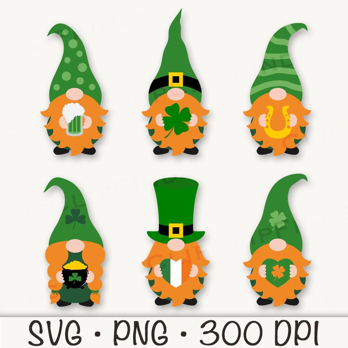 St. Patrick's Day Gnomes SVG Bundle Pack, St. Patrick's Day Gnomes PNG ...