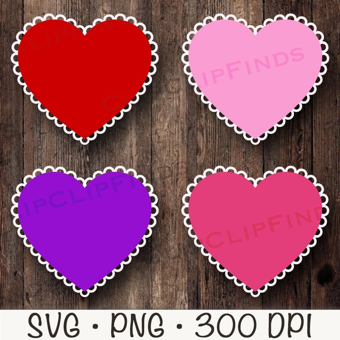 Doily Hearts SVG, Scalloped Hearts SVG, Doily Hearts Clipart, Scalloped ...