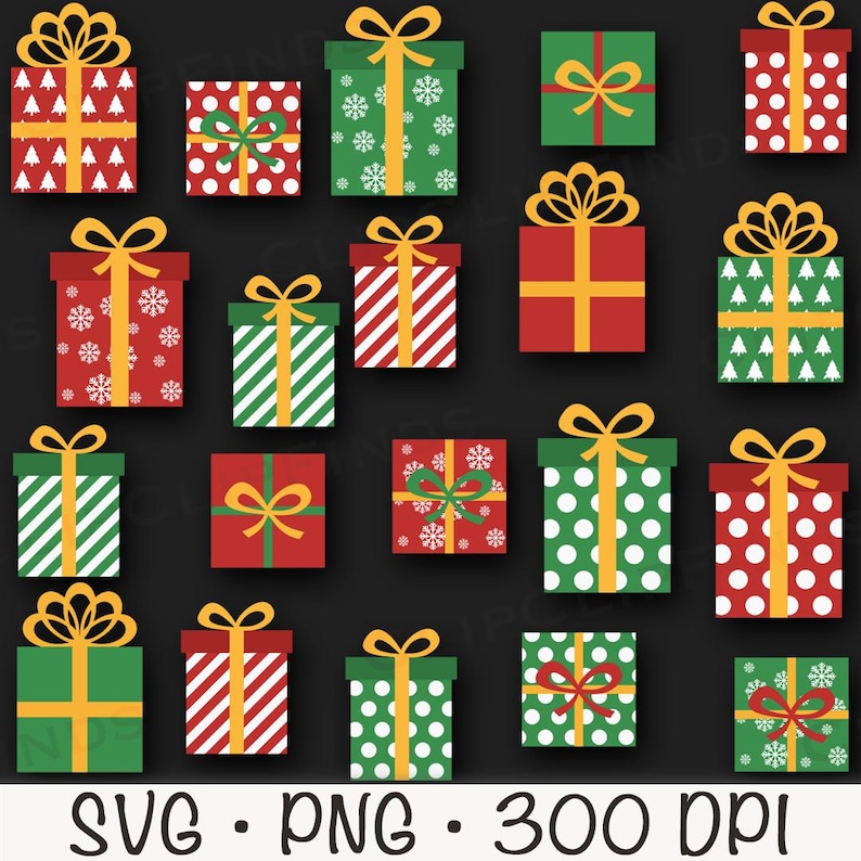 Christmas Presents, Christmas Gifts, SVG, PNG, Clipart, Stripped ...