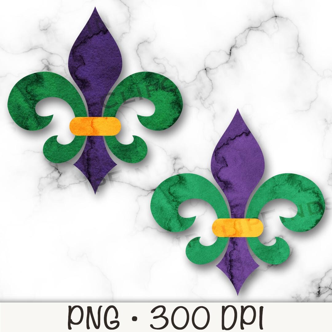 Watercolor Mardi Gras Fleur De Lis, Mardi Gras Sublimation, Watercolor ...