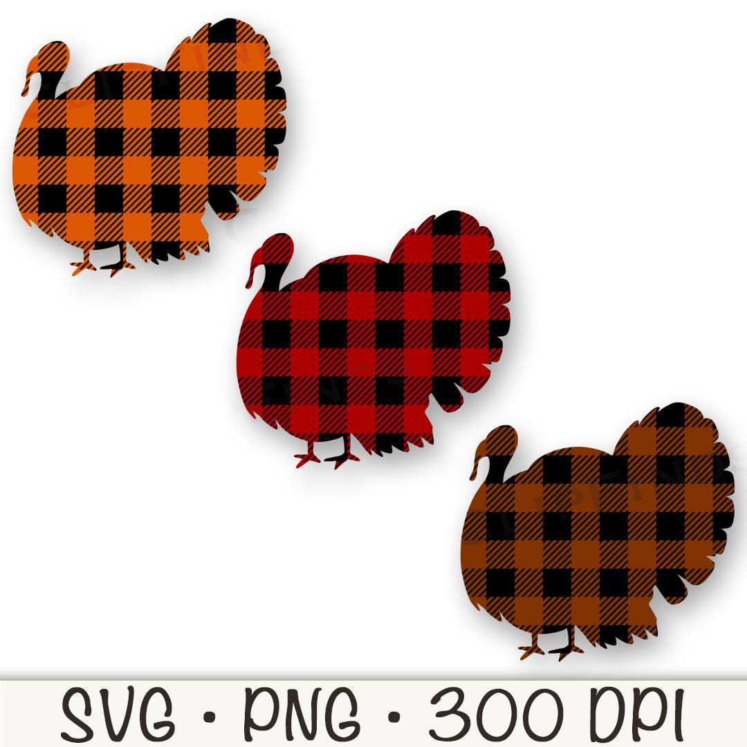 Buffalo Plaid Thanksgiving Turkey, SVG Vector File and PNG Transparent ...