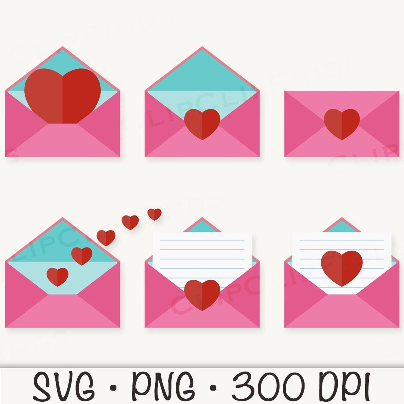 Valentine's Day Envelopes Clipart, Love Letters SVG, Cute Pink ...