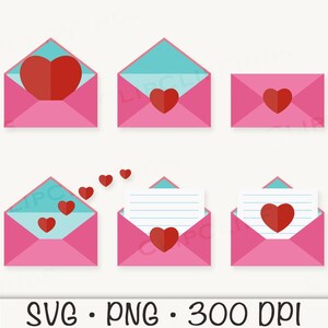 Valentine's Day Envelopes Clipart, Love Letters SVG, Cute Pink ...