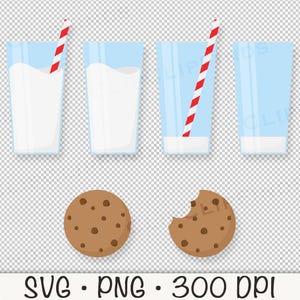 Milk and Cookies Clipart, Chocolate Chip PNG, Milk SVG, Matching Couple ...
