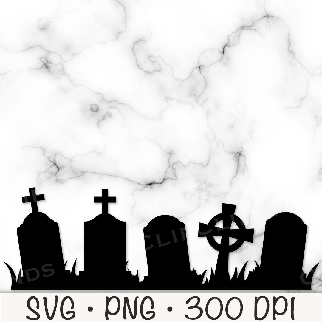 Graveyard SVG, Tombstone PNG, Graveyard Silhouette, Spooky Halloween ...
