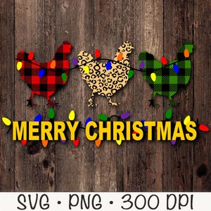 Chicken Christmas Lights SVG, Funny Christmas Chicken PNG, Vector File ...