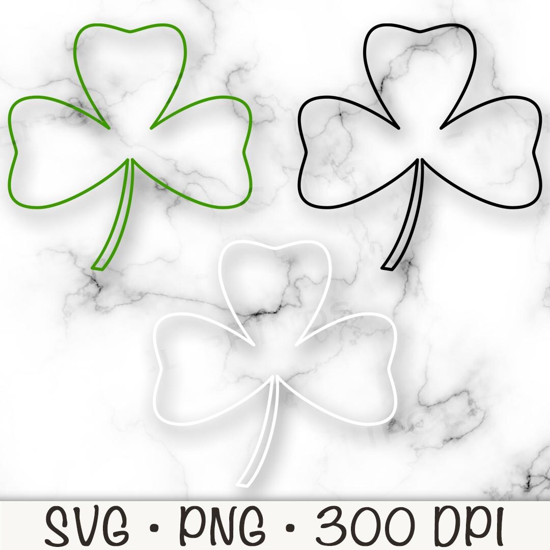 Shamrock Outline SVG, Shamrock Outline PNG, Black, White, Green, Saint ...