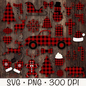 Red Buffalo Plaid Christmas Bundle SVG, Christmas Buffalo Plaid PNG ...