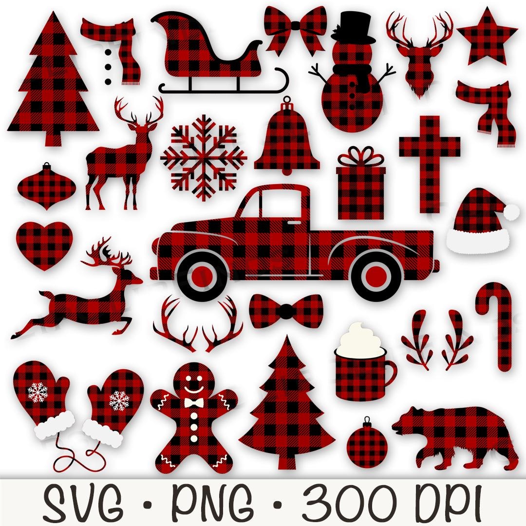 Red Buffalo Plaid Christmas Bundle SVG, Christmas Buffalo Plaid PNG ...