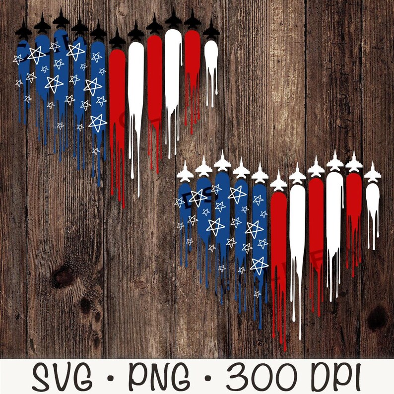 Plane Drip USA Flag SVG, July 4th Air Force Plane SVG, Paint Drip, Red ...