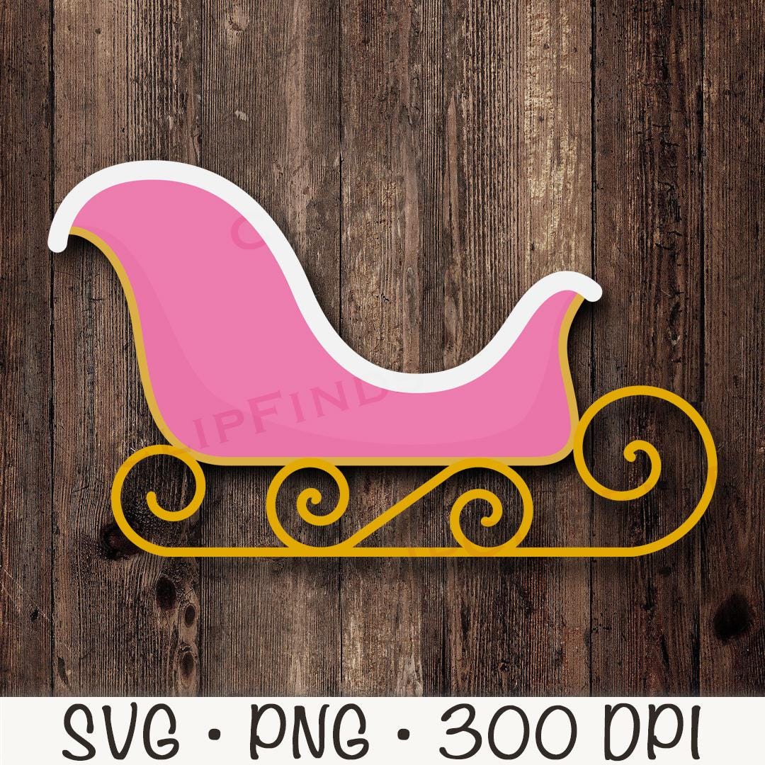 Pink Santa Sleigh SVG, Pink Sleigh PNG, Pink Sleigh Clipart, Pinkmas ...