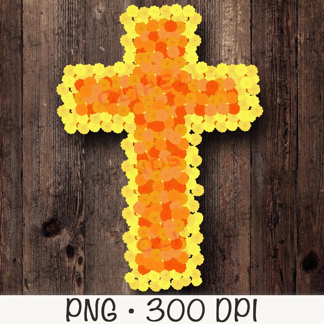 Marigold Flower Cross PNG, Day of the Dead, Dia De Los Muertos, Mexican ...