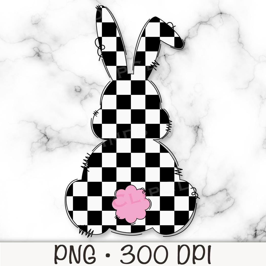 Checkerboard Easter Bunny, Pink Tail Easter Bunny PNG, Doodle, Scribble ...