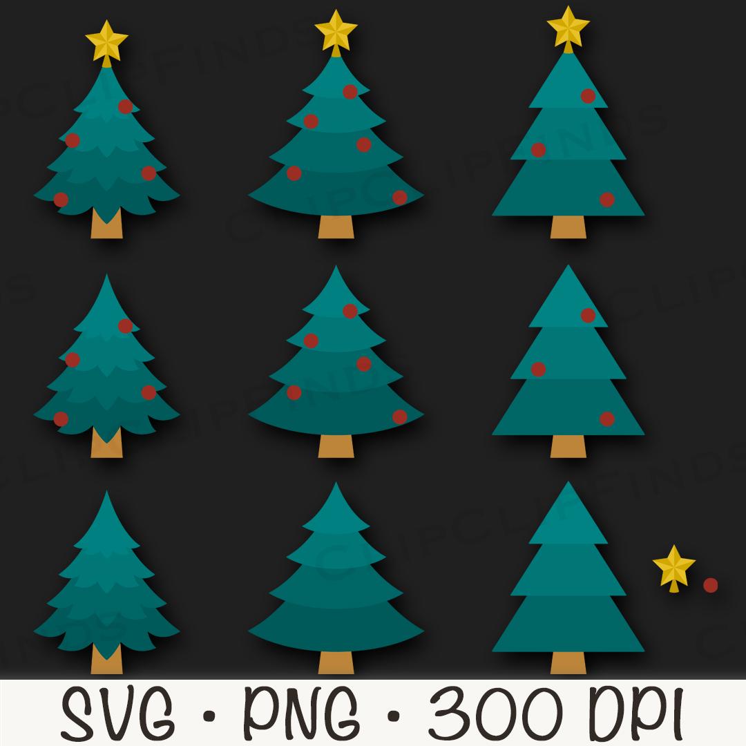 Christmas Tree Clipart, Cute Simple Christmas Trees SVG, PNG, DIY ...