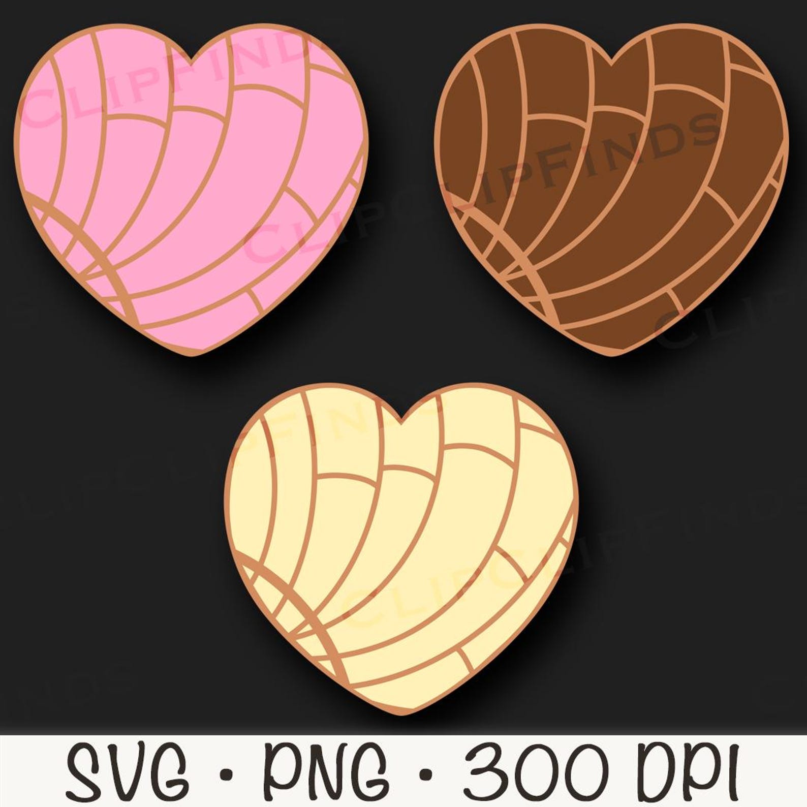 Heart Concha SVG, Concha Bread Heart PNG, Strawberry, Chocolate ...